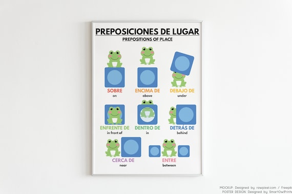 PREPOSITIONS for kids Spanish language Spanish grammar | Etsy
