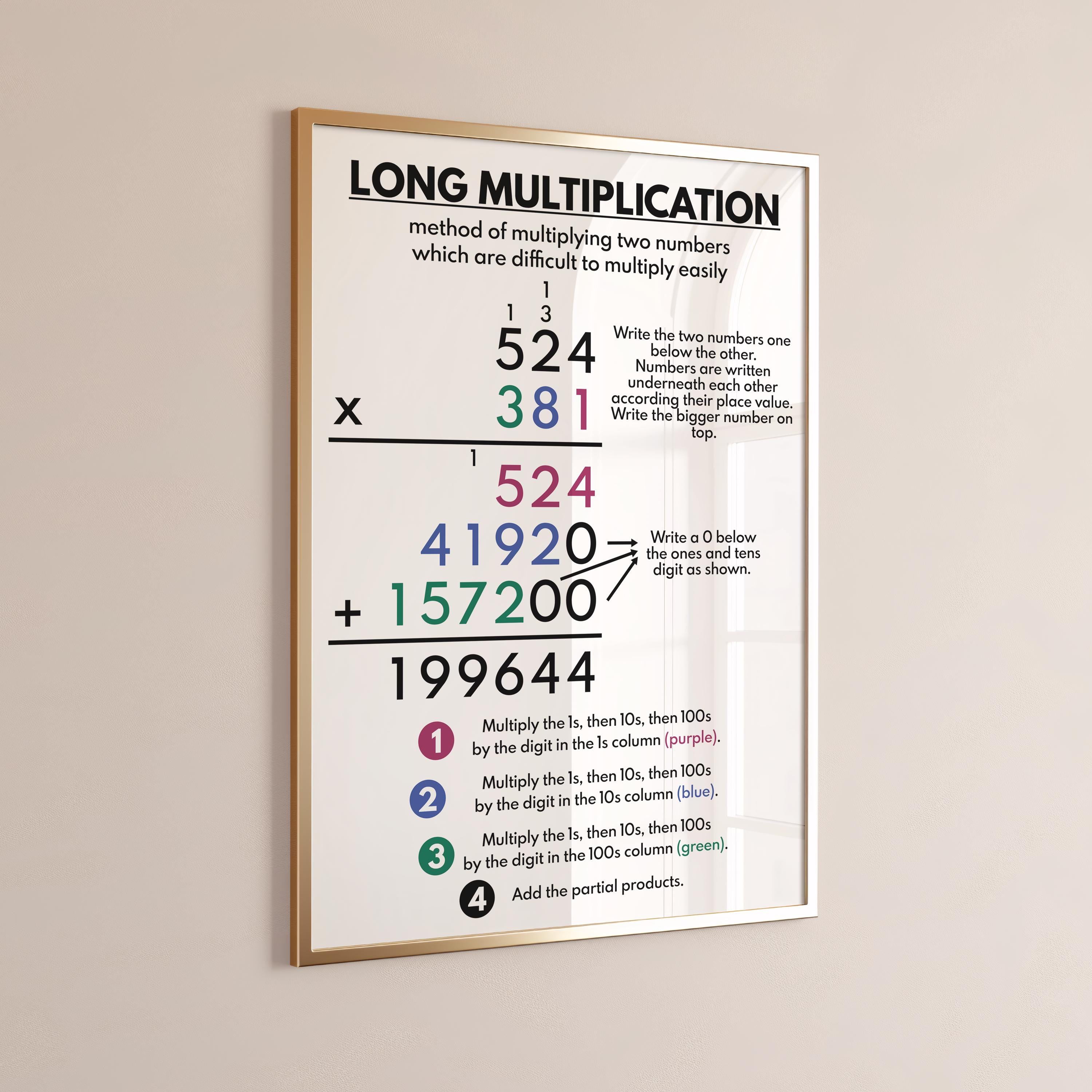 Multiplication Chart Math Classroom Posters 2-Pack - 13.5x39 Inch ...