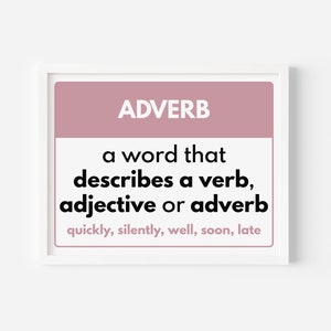 PARTS OF SPEECH - Set of 8 Posters, English Grammar, Classroom Grammar ...