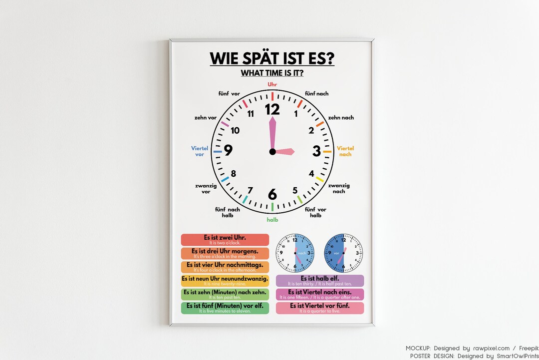 TELLING TIME POSTER German Language Educational Posters - Etsy