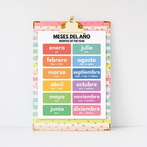 Spanish Language, MONTHS of THE YEAR Set of 2 Posters, Spanish ...