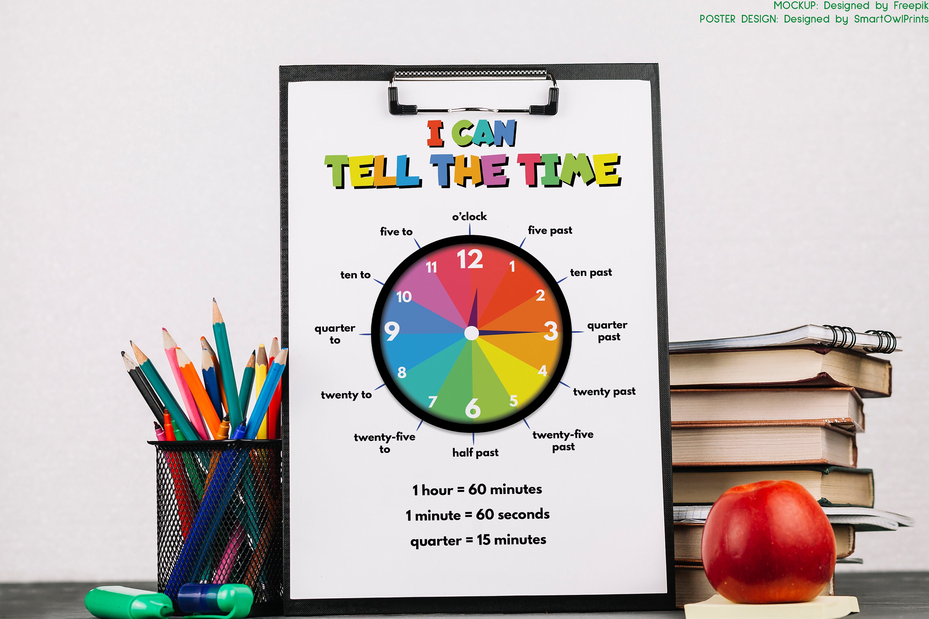 Learn to TELL TIME, Educational Poster, What Time is It Telling Time ...