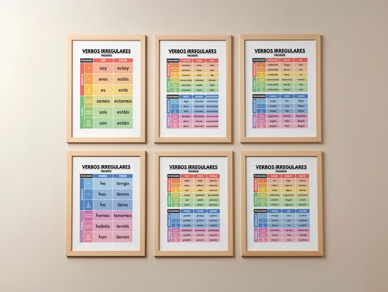 Spanish Language, IRREGULAR VERBS, Verb Conjugation, Grammar Chart ...