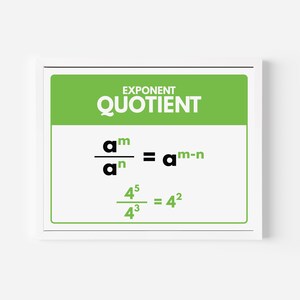 EXPONENT and EXPONENT RULES - Set of 10 Posters, Educational Print ...