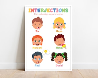 Interjections Vs Exclamations Poster Chart | English Grammar ...