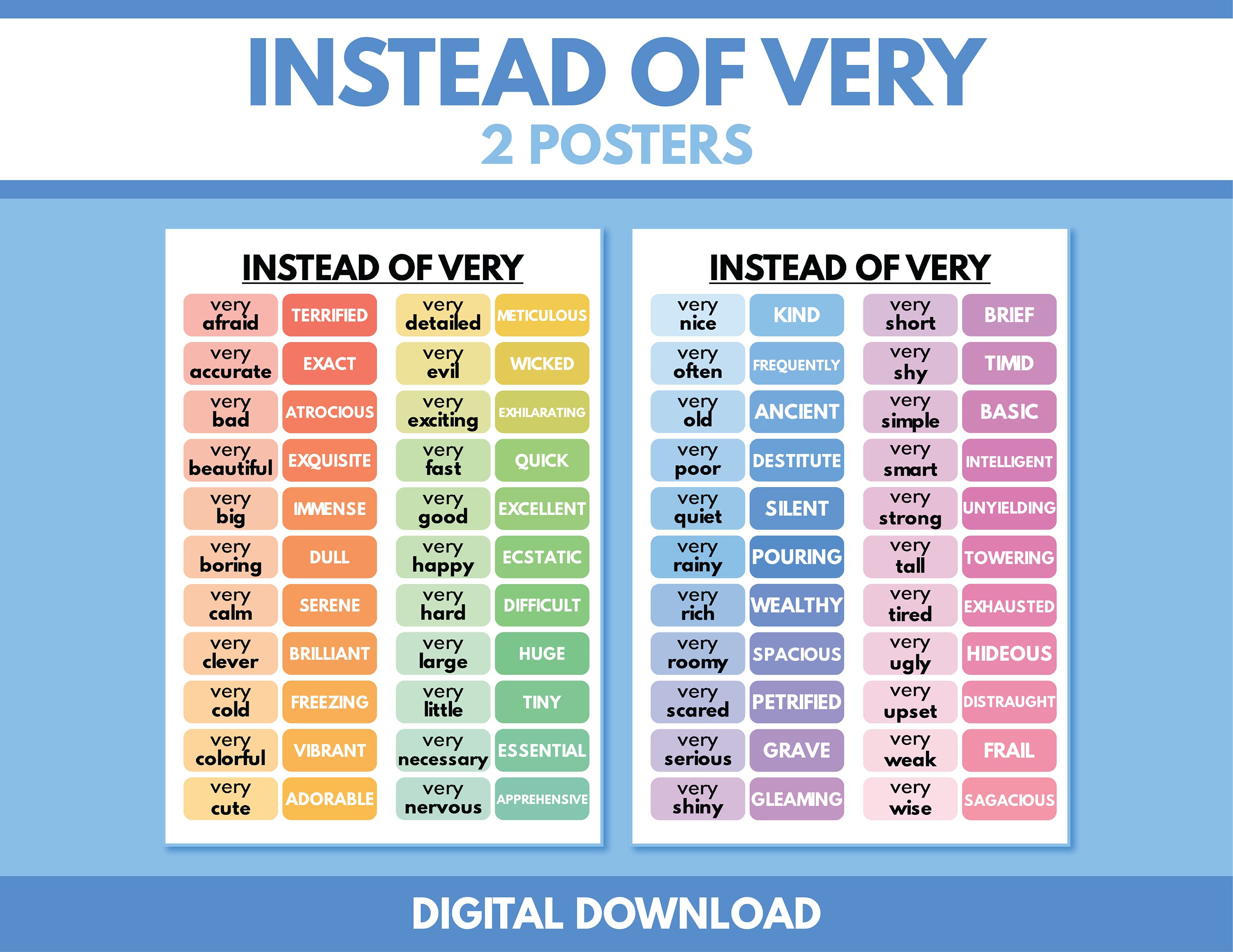 INSTEAD OF VERY Poster, English Classroom Decaor, English Classroom ...