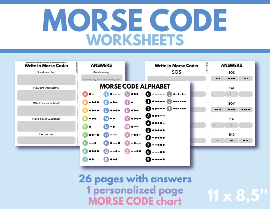 MORSE CODE Worksheets, Morse Alphabet, Homeschool Activity,educational ...