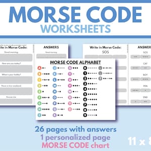 MORSE CODE Worksheets, Morse Alphabet, Homeschool Activity,educational ...