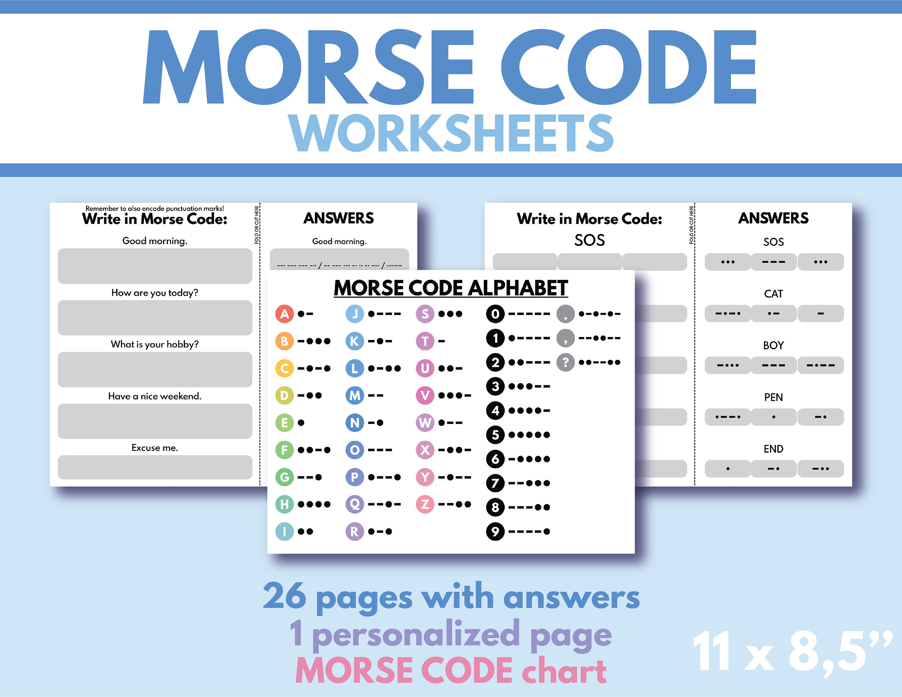 MORSE CODE Worksheets, Morse Alphabet, Homeschool Activity,educational ...