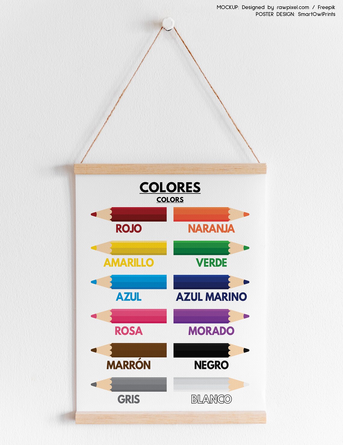 COLOR NAMES for Kids Spanish Language Educational Poster - Etsy