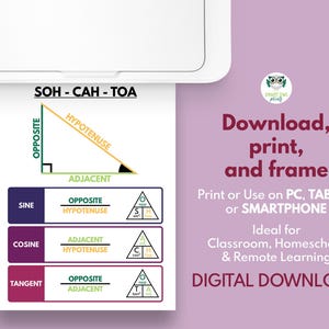 SOH CAH TOA Poster, Educational Math Classroom Decor, Trigonometry ...