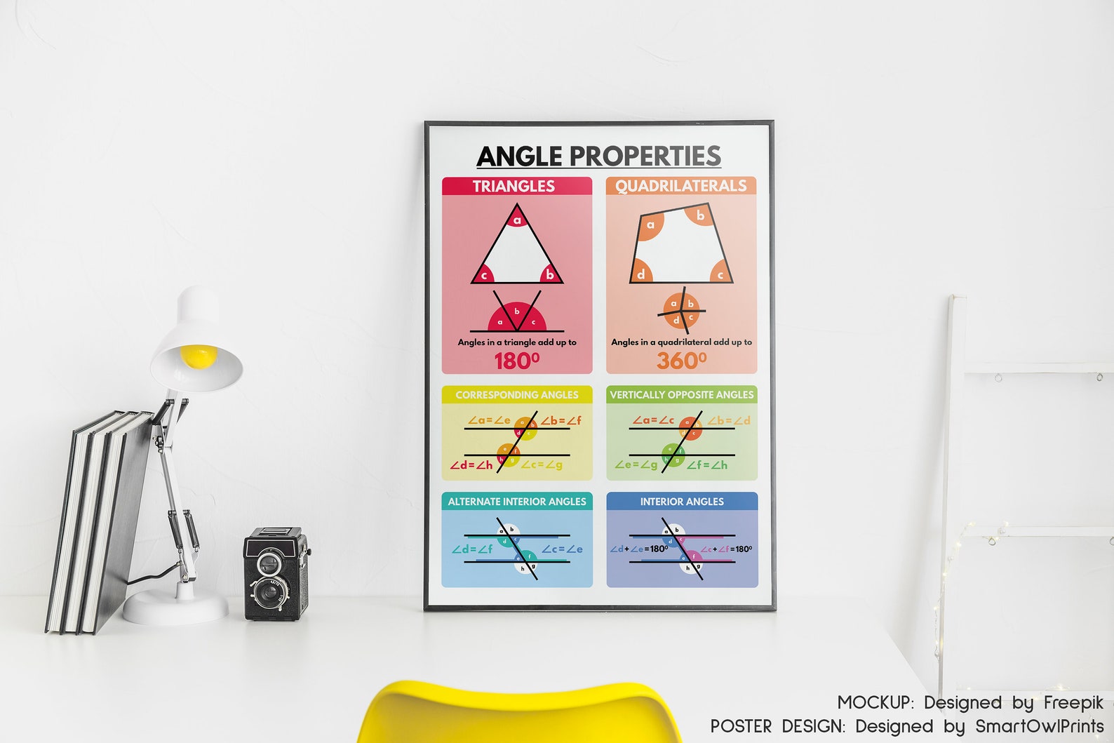 ANGLE PROPERTIES POSTER, Geometry, Educational Posters, Math Classroom ...