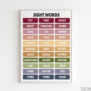 99 SIGHT WORDS POSTER, Reading Learning, Learn English, Classroom Wall ...