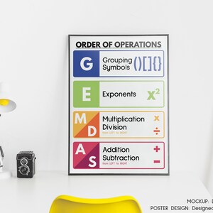 GEMDAS POSTER, Math Teacher Gift, Printable Educational Posters, Math ...