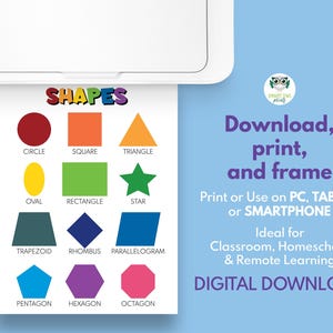 SHAPES FOR KIDS, Educational Poster, Preschool Learning, Geometric ...