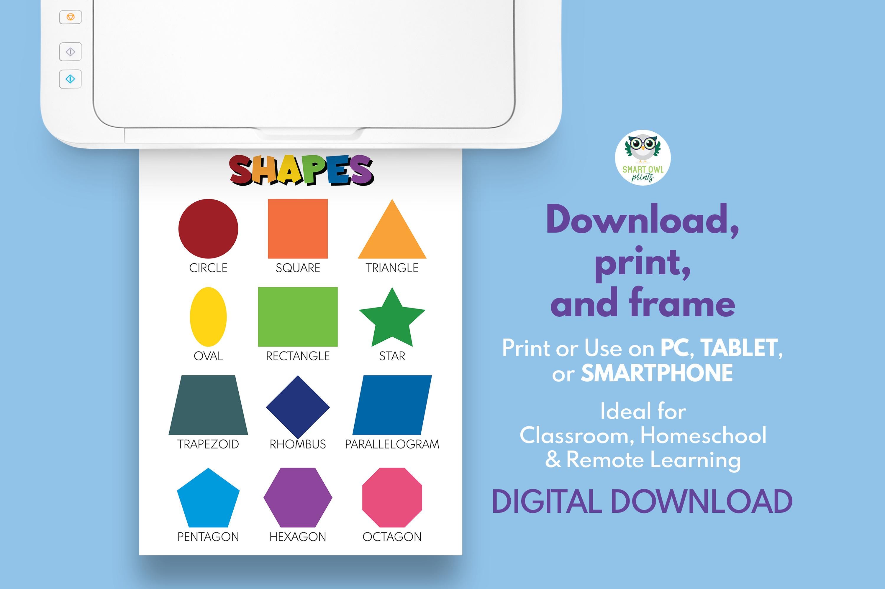 SHAPES FOR KIDS, Educational Poster, Preschool Learning, Geometric ...