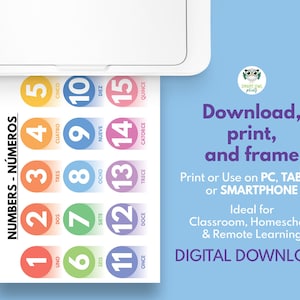 Spanish Language, NUMBERS POSTER 1-15, Classroom Decor, Teaching ...