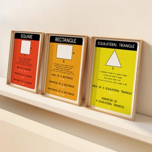 GEOMETRY SHAPES CHARTS for Kids - Set of 8 Posters, Geometry Poster ...
