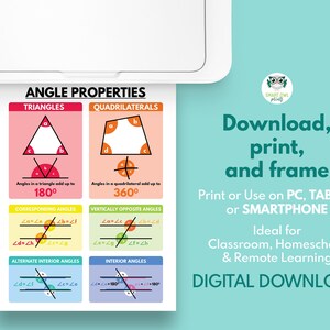 ANGLES POSTERS SET, Types of Angles, Measuring Angles, Properties ...