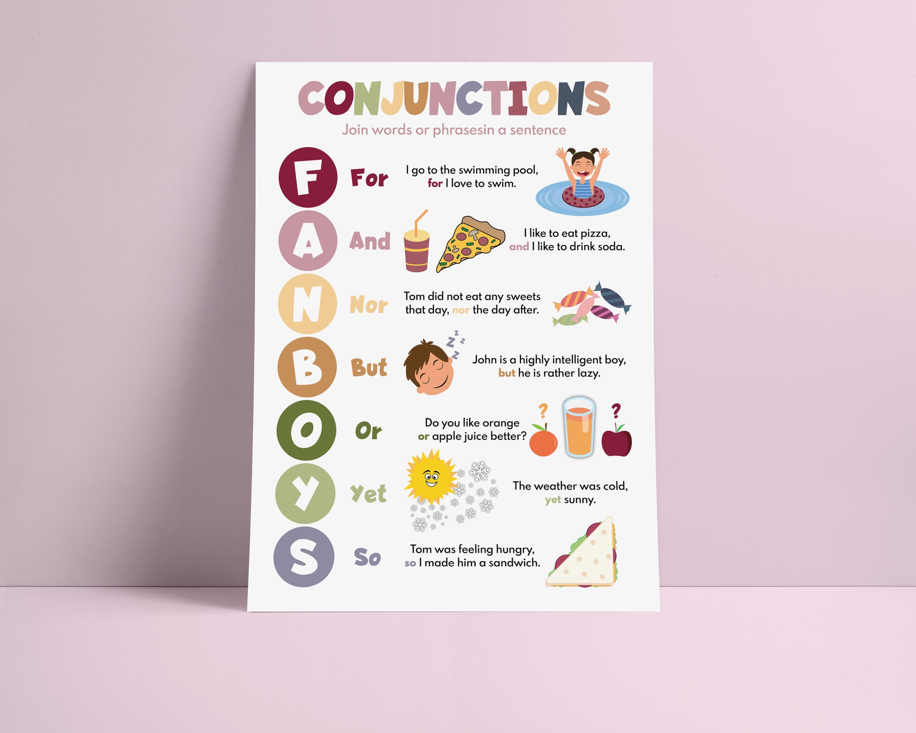 FANBOYS CONJUNCTIONS for Kids, Parts of Speech, English Language ...