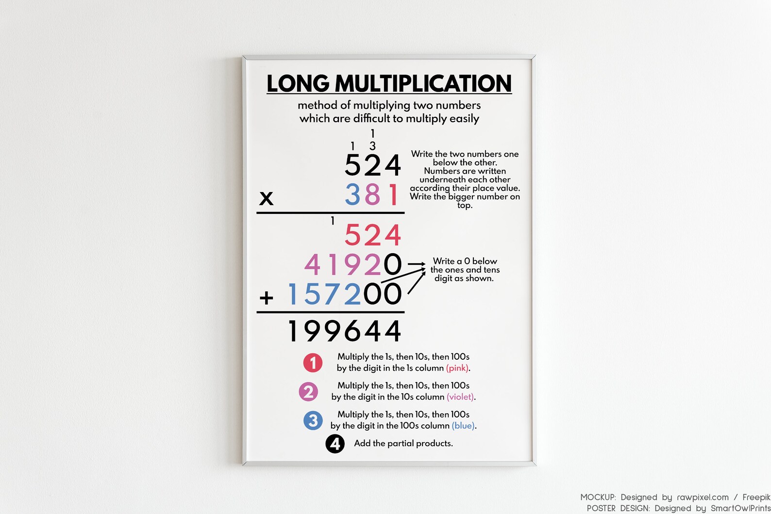LONG MULTIPLICATION and DIVISION Posters, Educational Posters for Kids ...
