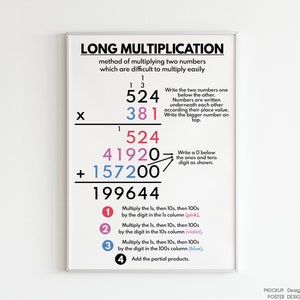 LONG MULTIPLICATION and DIVISION Posters, Educational Posters for Kids ...