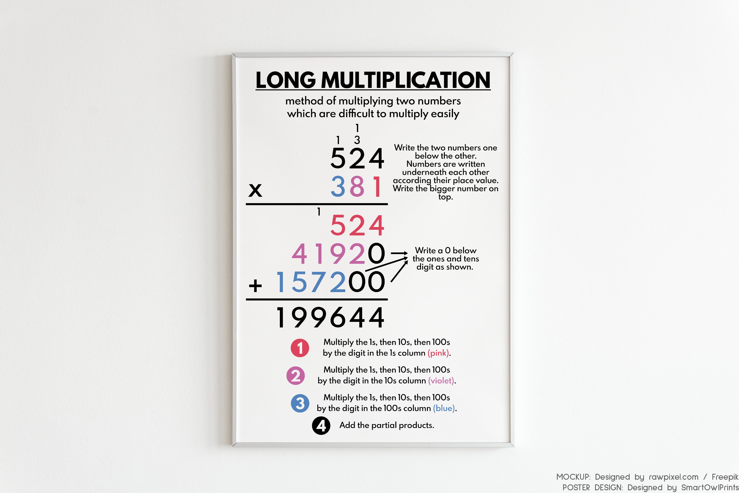 LONG MULTIPLICATION and DIVISION Posters, Educational Posters for Kids ...