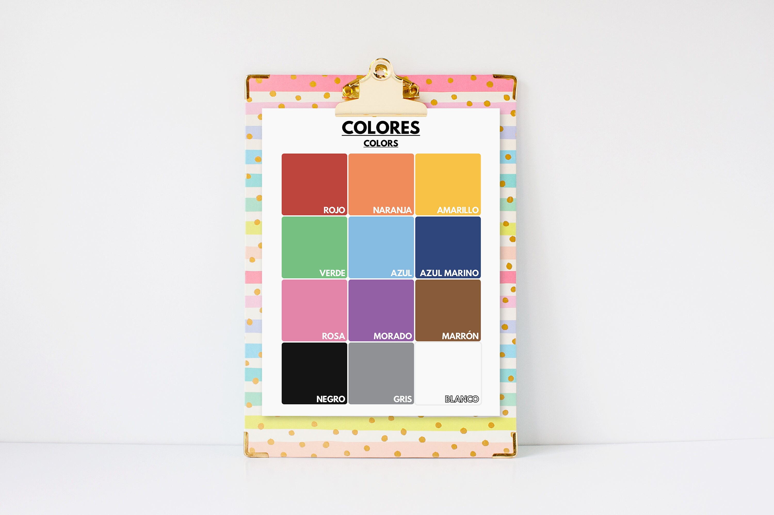 COLOR NAMES, Spanish Language, Educational Poster, Learn Colors ...
