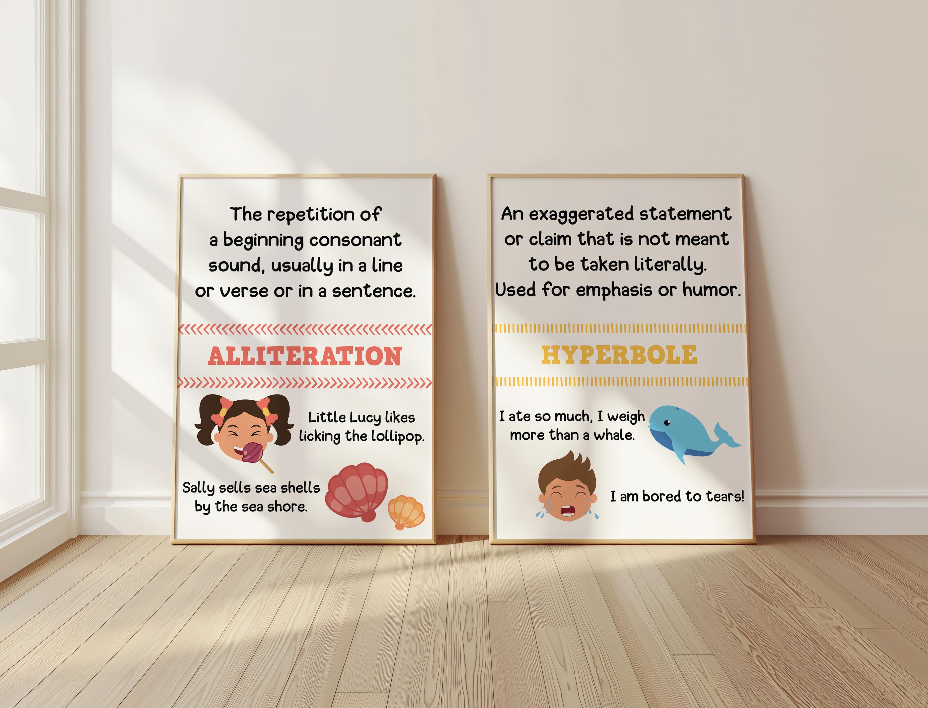 FIGURATIVE LANGUAGE - Set of 8 Posters, English Language, Classroom ...
