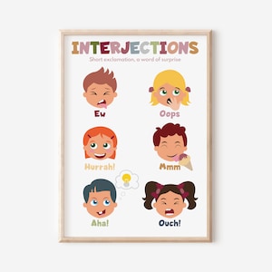 PARTS OF SPEECH for Kids - Set of 8 Posters, English Grammar Charts ...