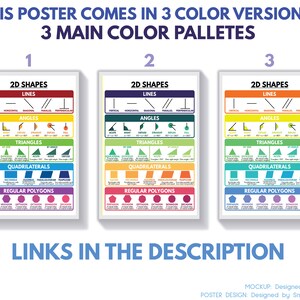 2D SHAPES POSTER, 2D Shapes, Educational Poster, Math, Rainbow Colors ...
