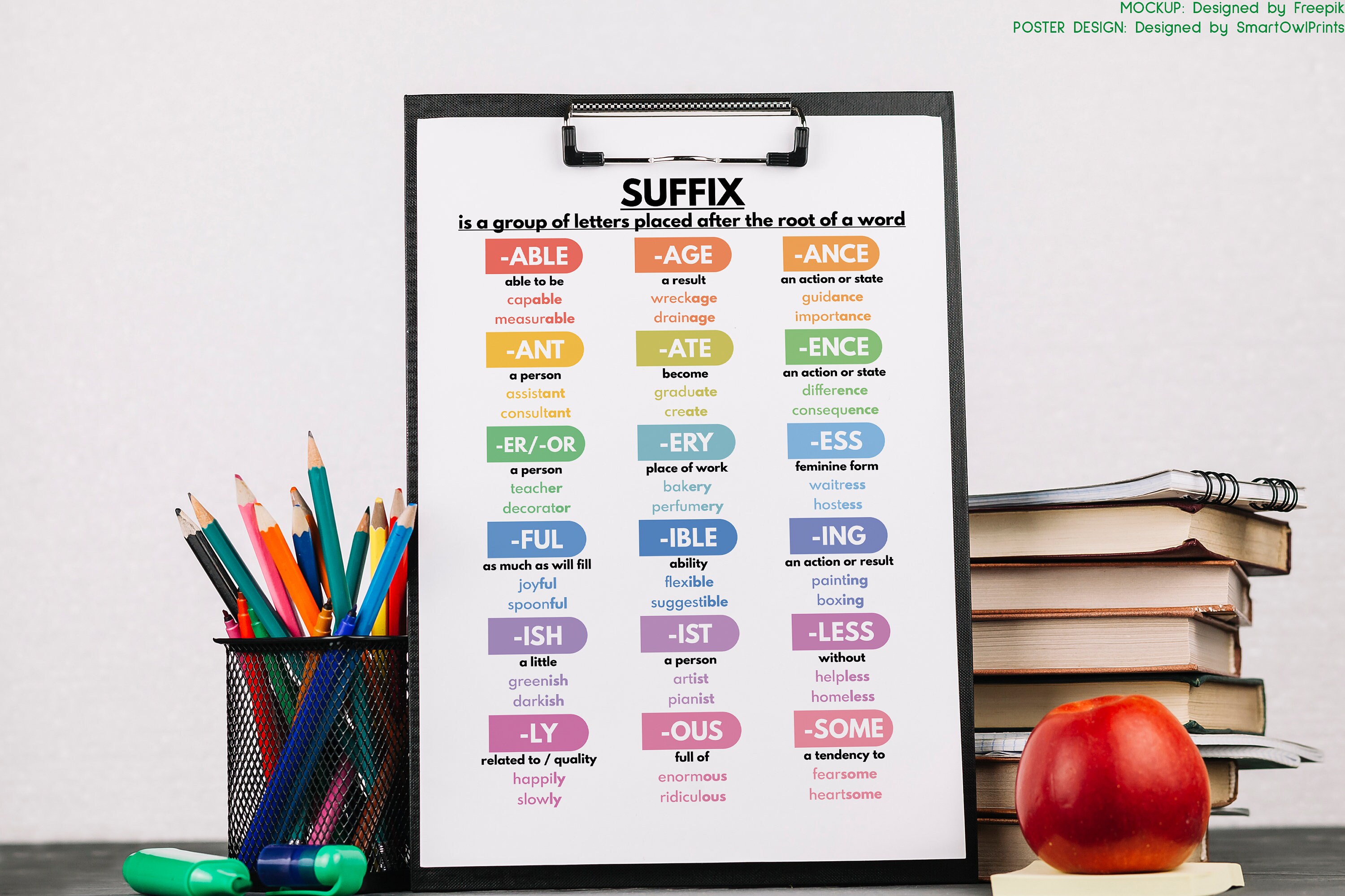 SUFFIX IN ENGLISH Poster Grammar Chart for Homeschool - Etsy