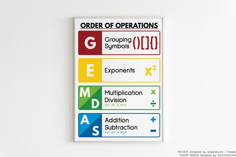 GEMDAS POSTER Math Teacher Resources Printable Educational - Etsy