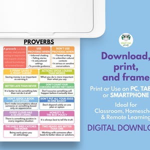 PROVERBS POSTER, What Are Proverbs, Proverbs Examples, Learn English ...
