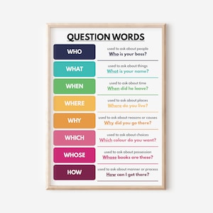 QUESTION WORDS POSTER, English Language, Grammar Bulletin Board Ideas ...