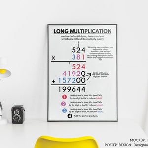 LONG MULTIPLICATION and DIVISION Posters, Educational Posters for Kids ...