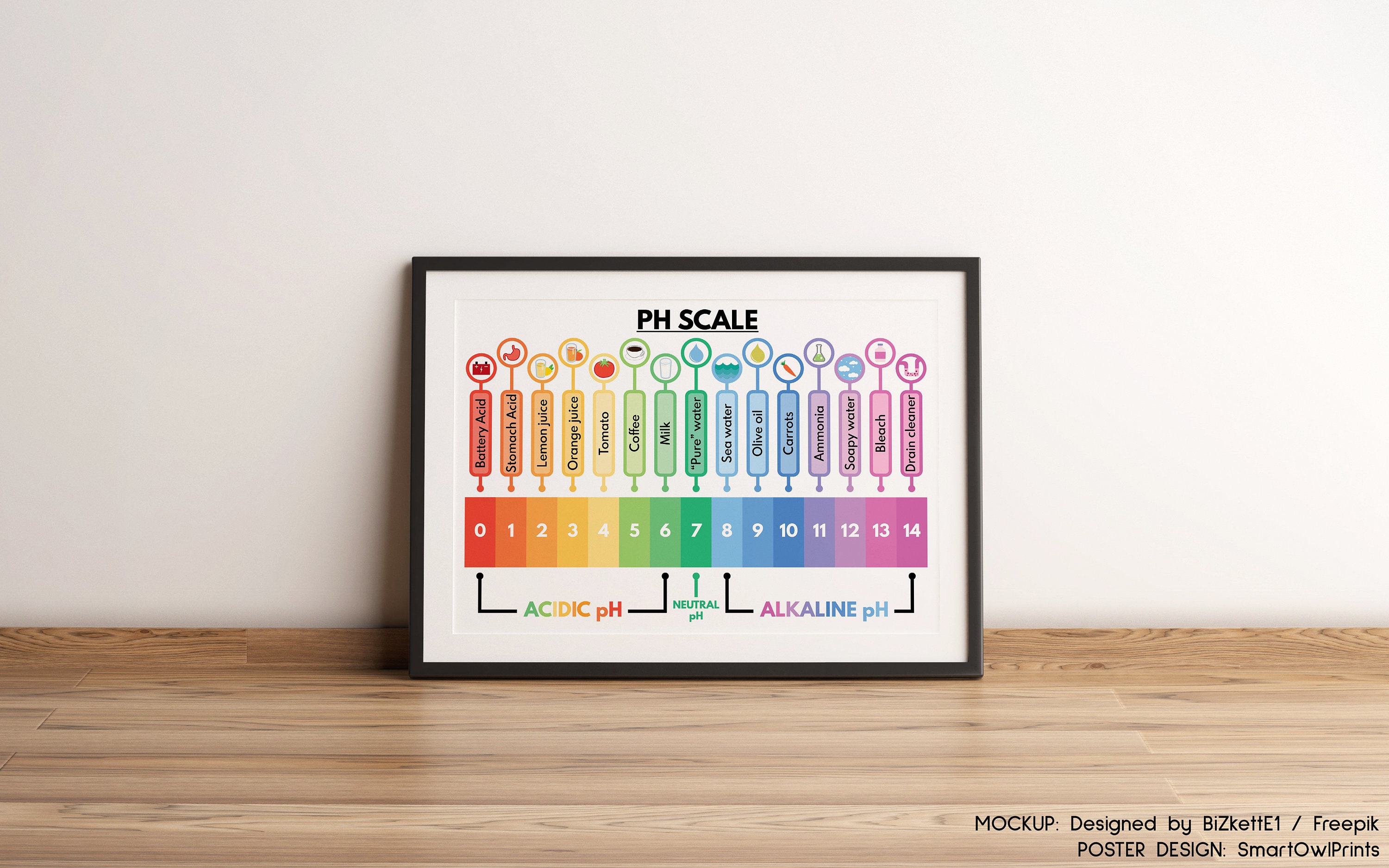 PH SCALE POSTER, Educational Posters, Science Poster for Kids, Visual ...