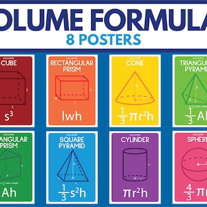 VOLUME FORMULAS Posters Set 8 POSTERS Geometry 3D Shapes - Etsy