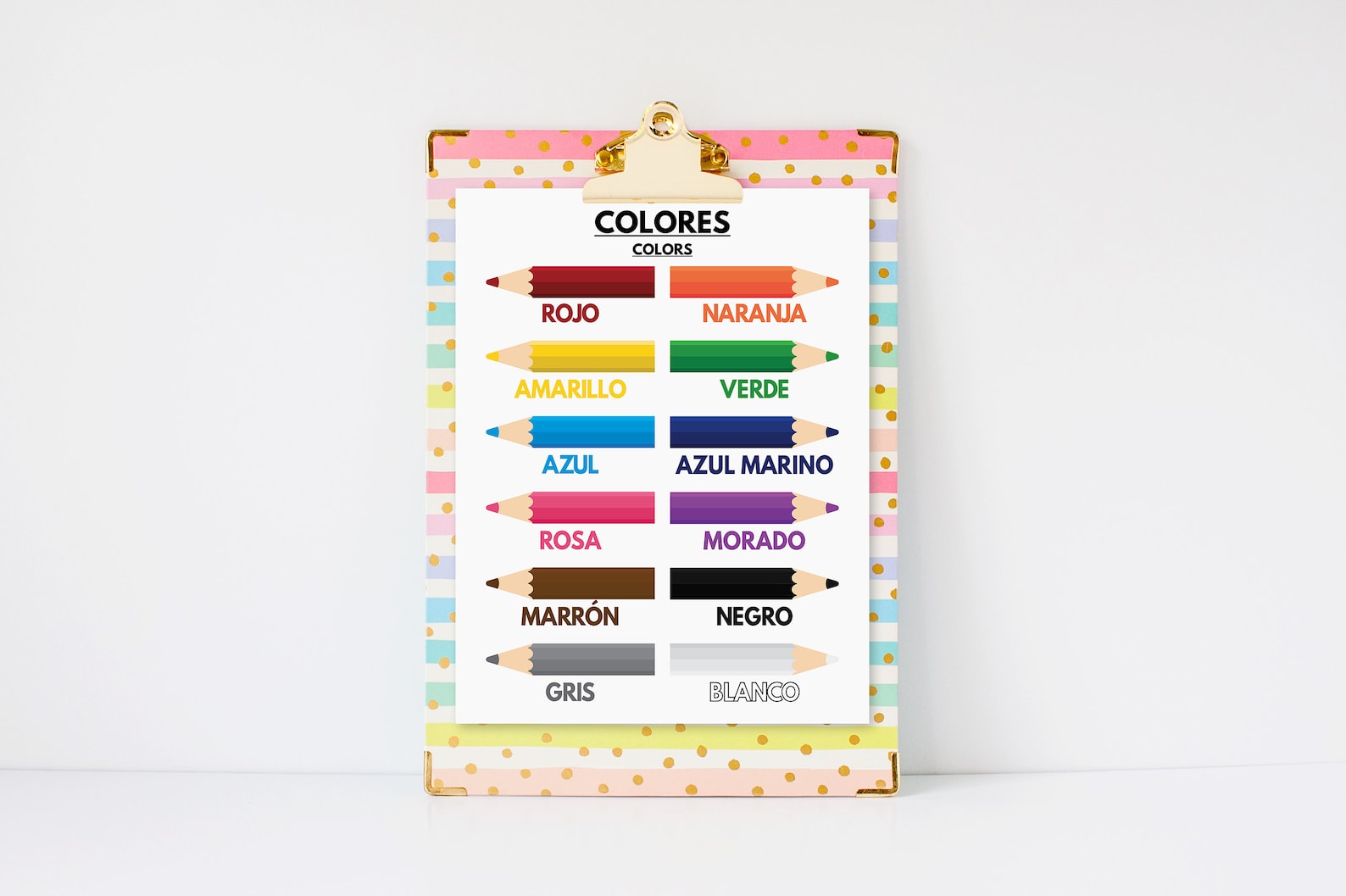 COLOR NAMES for Kids, Spanish Language, Educational Poster, Learn ...