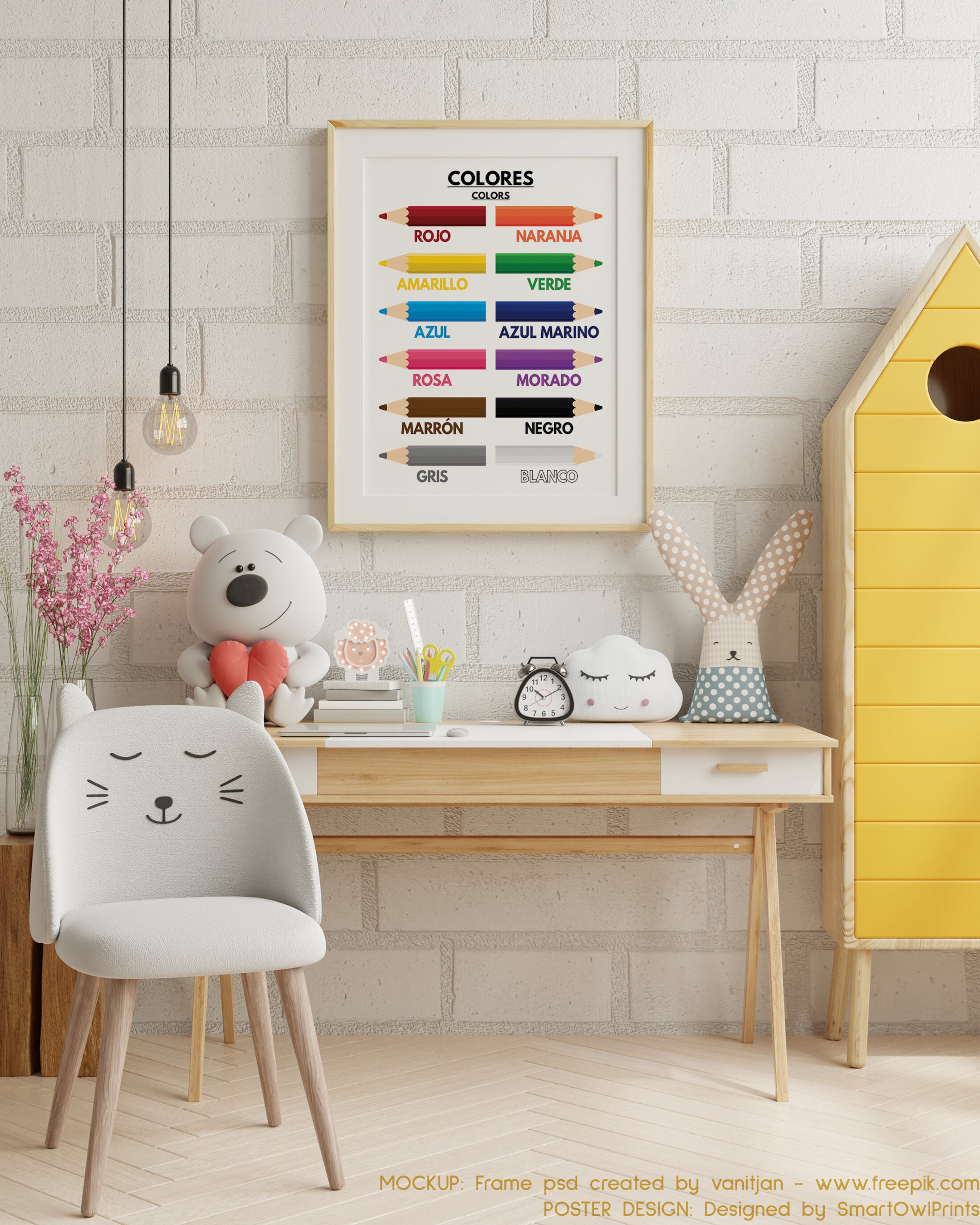 COLOR NAMES for Kids, Spanish Language, Educational Poster, Learn ...