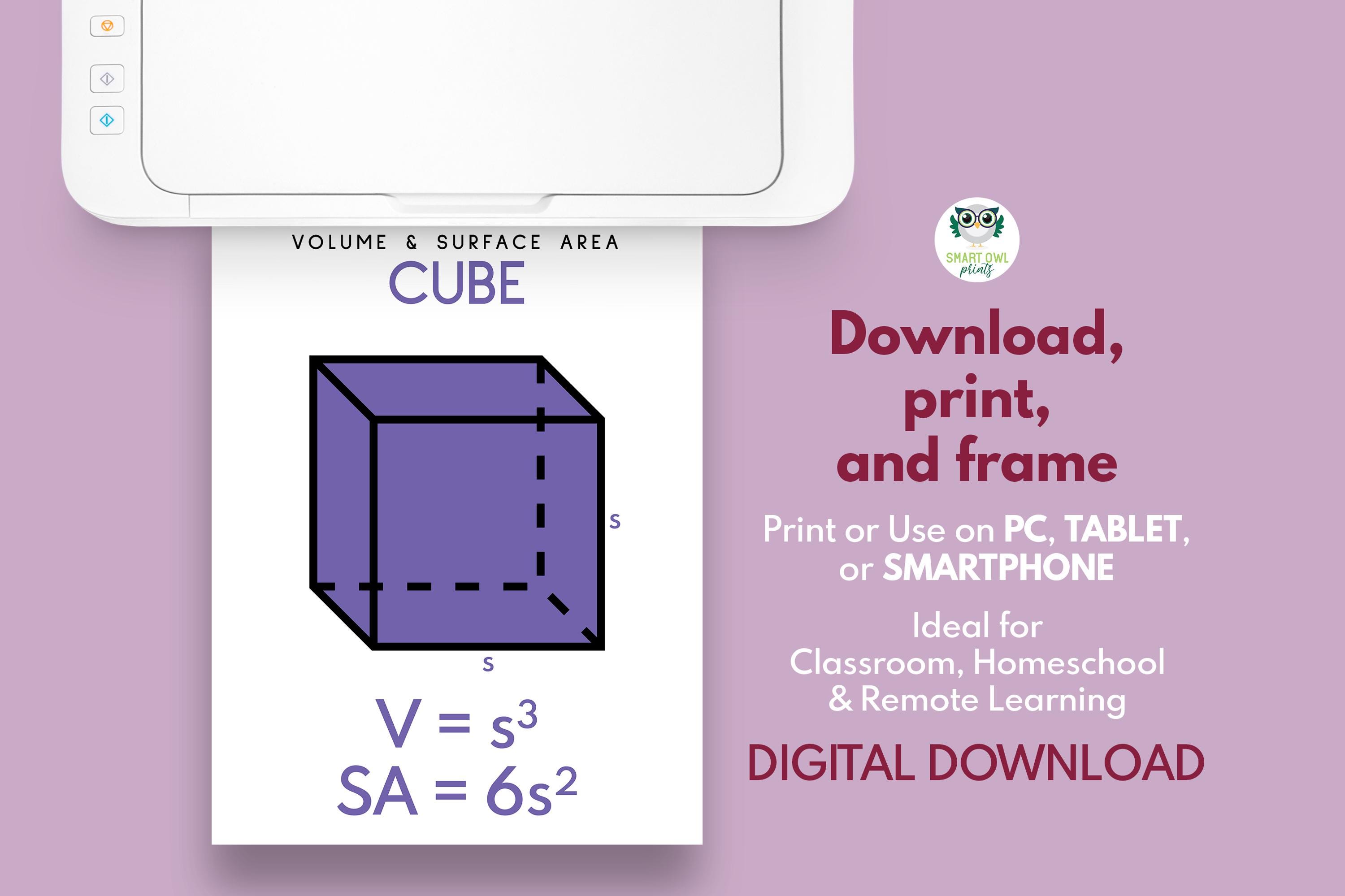 3D Shapes Volume and Surface Area Posters, Geometry Classroom Art ...