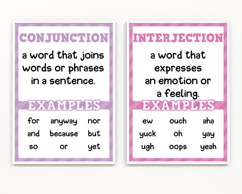 PARTS OF SPEECH Set of 8 Posters English Grammar Visual - Etsy