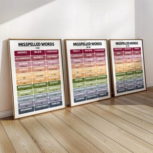 99 MOST MISSPELLED WORDS Poster - Set of 3 Posters, English English ...