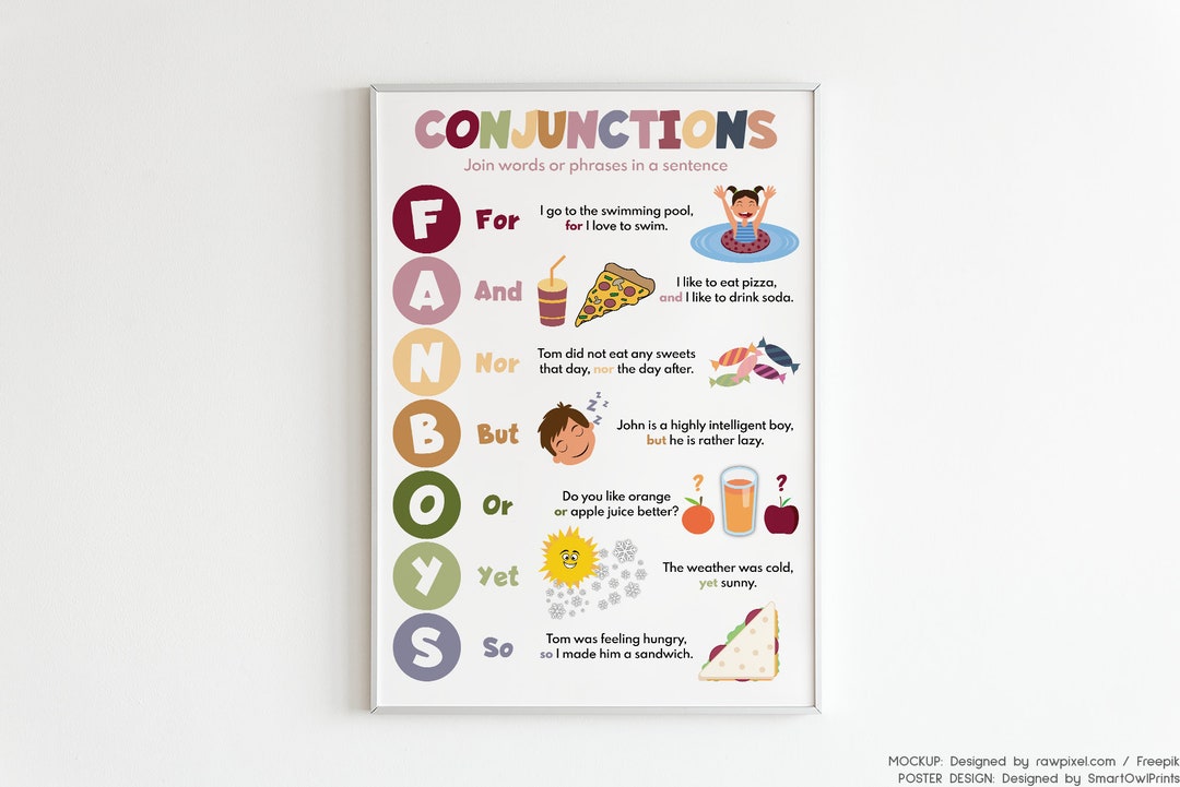 FANBOYS CONJUNCTIONS for Kids Parts of Speech English - Etsy