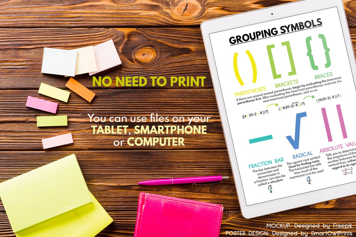 GRUPING SYMBOLS Math Symbols GEMDAS Educational Poster - Etsy