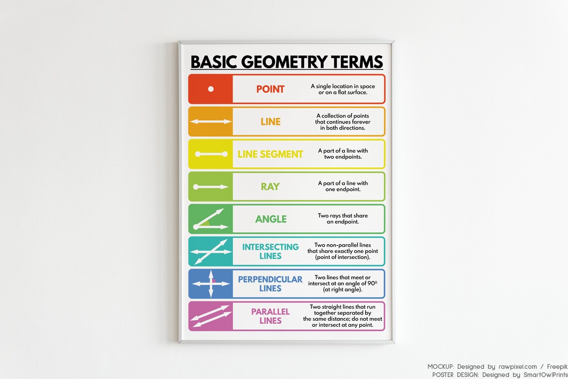BASIC GEOMETRY TERMS Geometry Educational Poster Math | Etsy