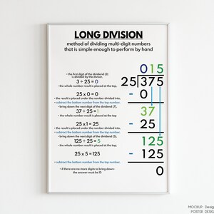 LONG MULTIPLICATION and DIVISION Posters, Educational Posters for Kids ...