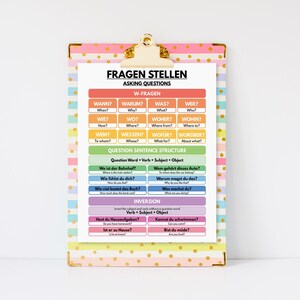 German Language, ASKING QUESTIONS POSTER, W-fragen, Questions Words ...