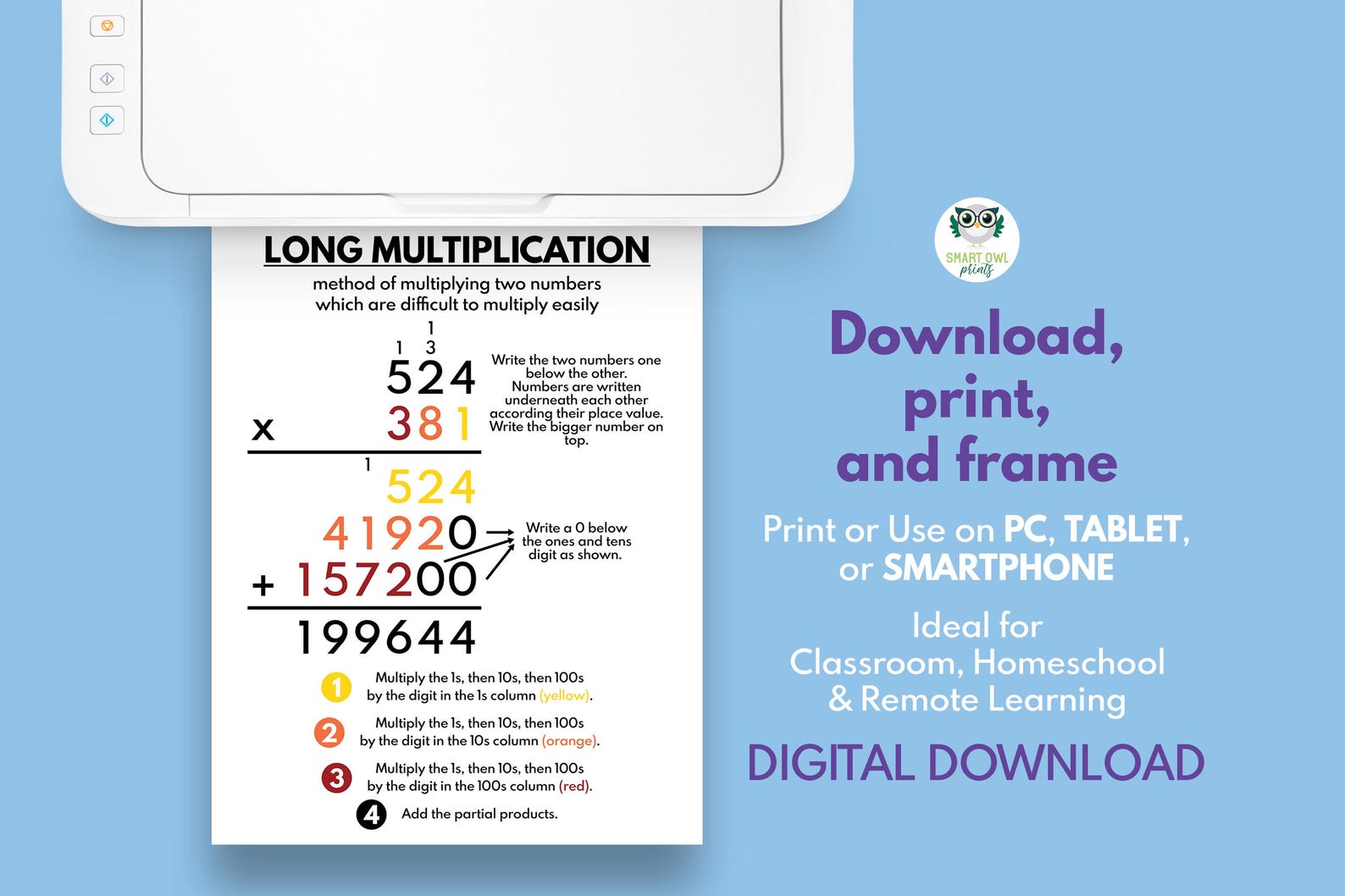LONG MULTIPLICATION and DIVISION Posters, Educational Posters for Kids ...