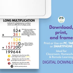 LONG MULTIPLICATION and DIVISION Posters, Educational Posters for Kids ...